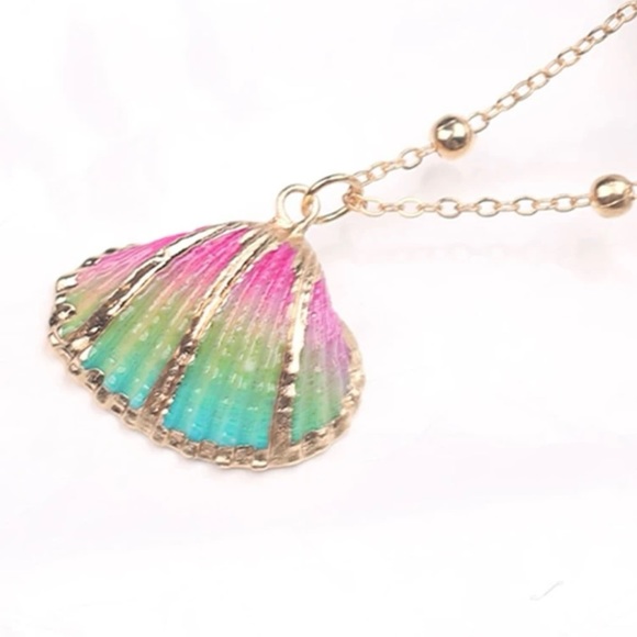 Jewelry | Ombre Scallop Shell Rainbow Bivalve Clam Oyster Golddipped ...